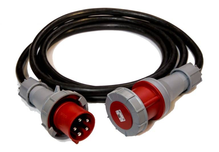 63A Three Phase Cable with Red Connectors | Event Power Distribution